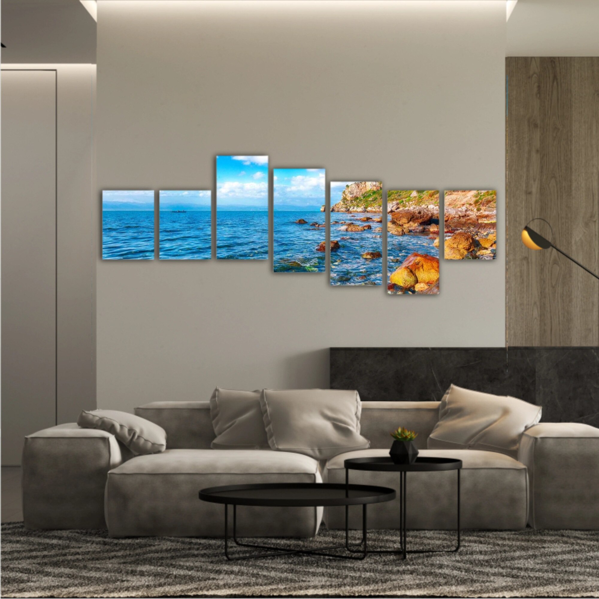 Set 7 Tablouri Multicanvas, Cape Milazzo, Insula Sicilia, Italia 0003 ...