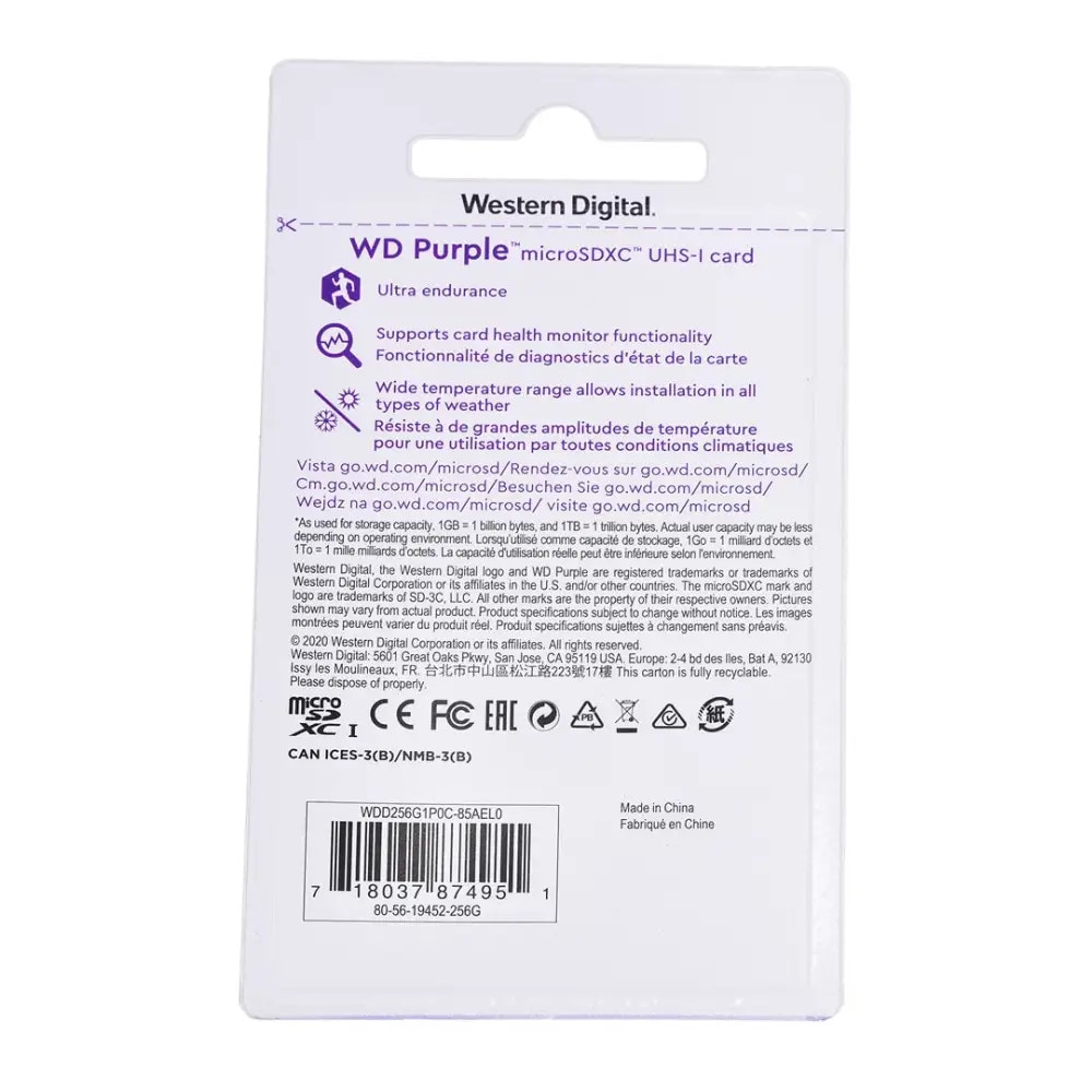 Card MicroSD 256GB seria Purple Ultra Endurance - Western Digital ...