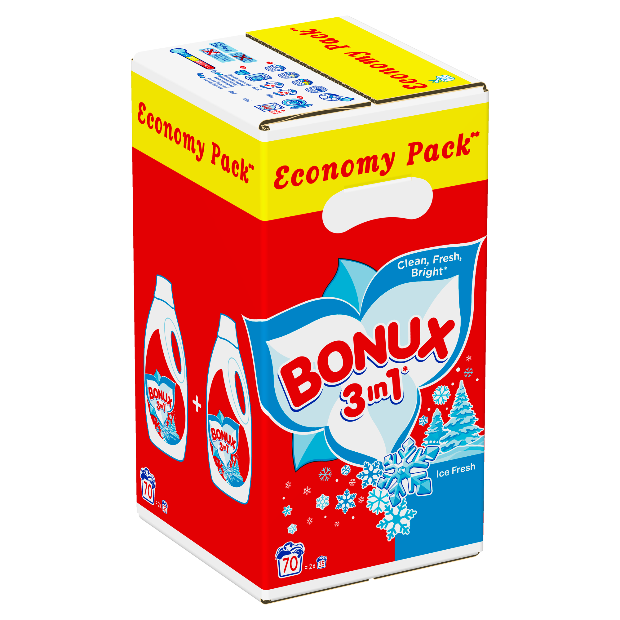 Течен перилен препарат Bonux Ice Fresh, 70 изпирания, 4.6 л - eMAG.bg