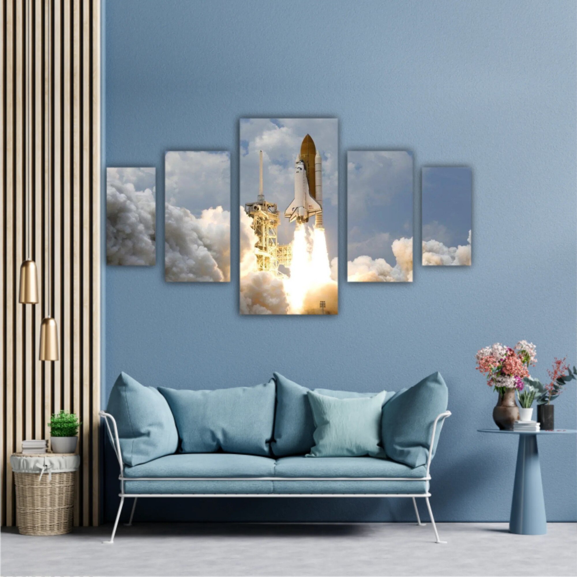 Set 5 Tablouri pe placa PVC, Rocket-launch 0472, Tipar UV direct pe ...