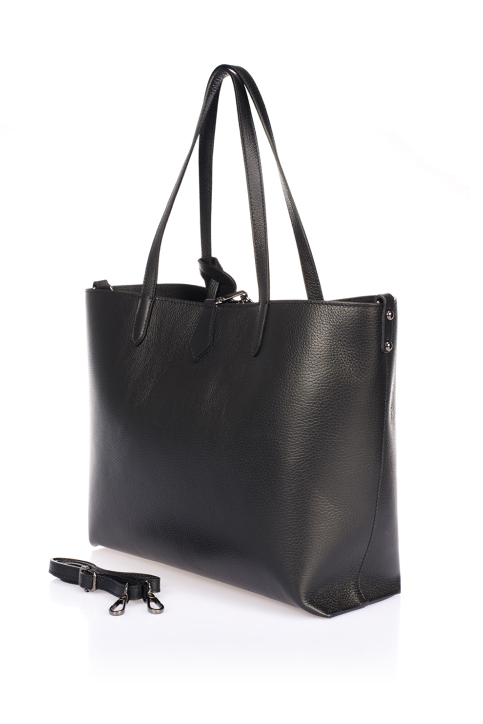 Massimo Castelli, Geanta shopper de piele cu etui interior, Negru - eMAG.ro