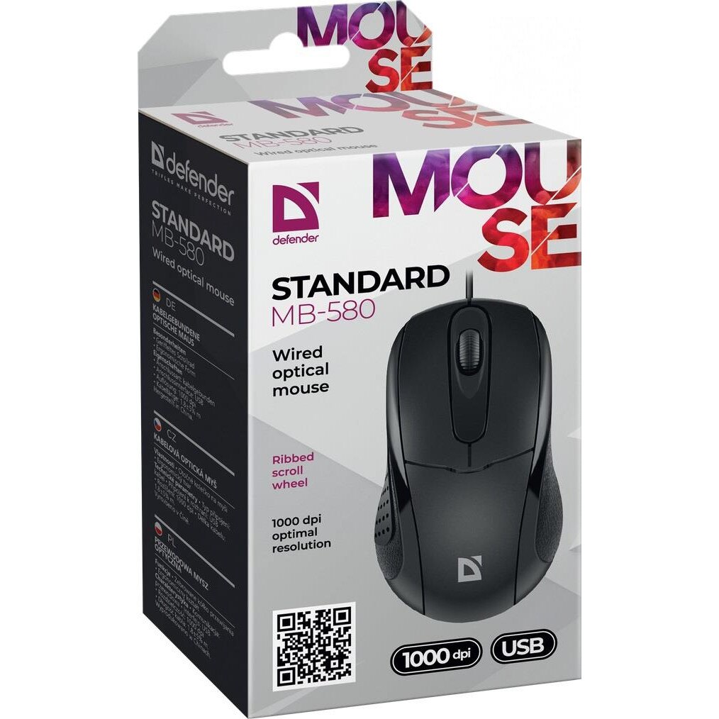 Mouse cu fir Usb Defender, 1000 DPI, Negru - eMAG.ro