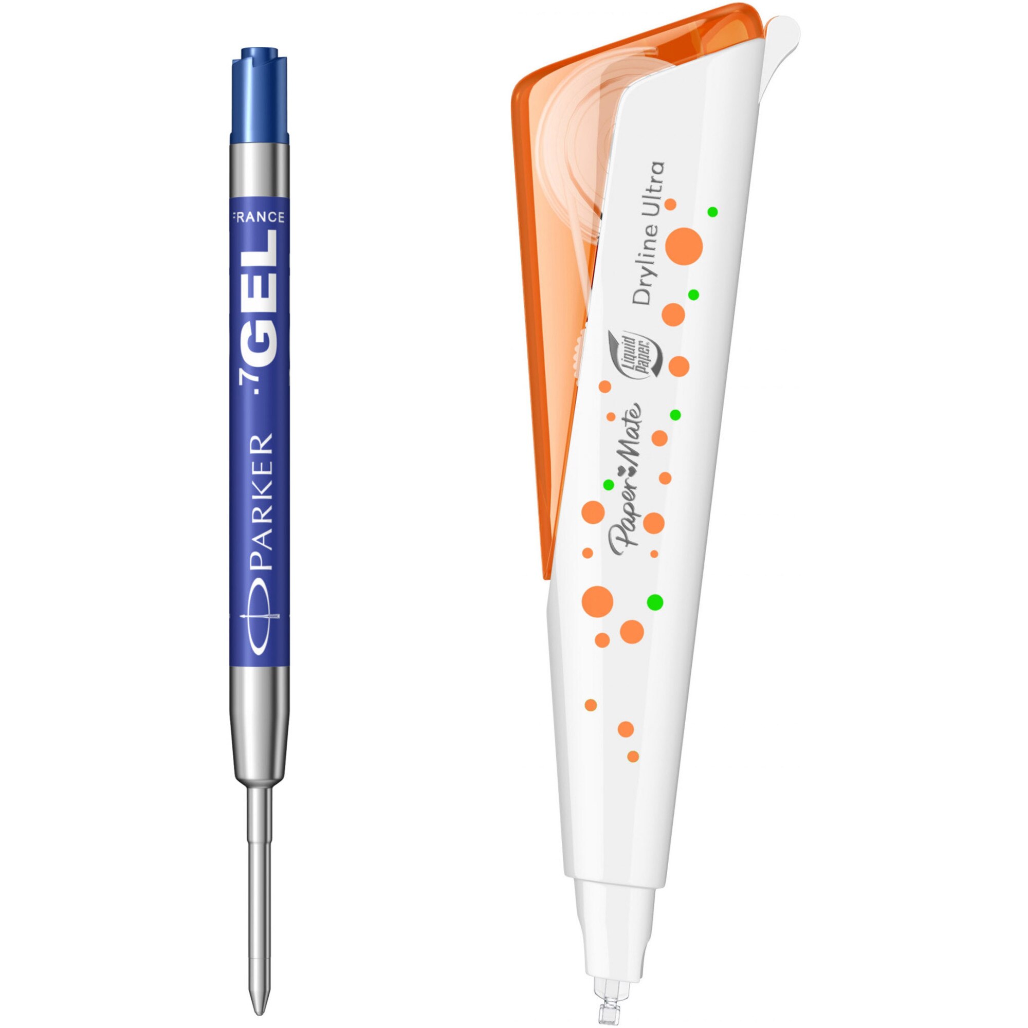 Set mina pix cu gel Parker QuinkFlow M albastru + banda corectie ...