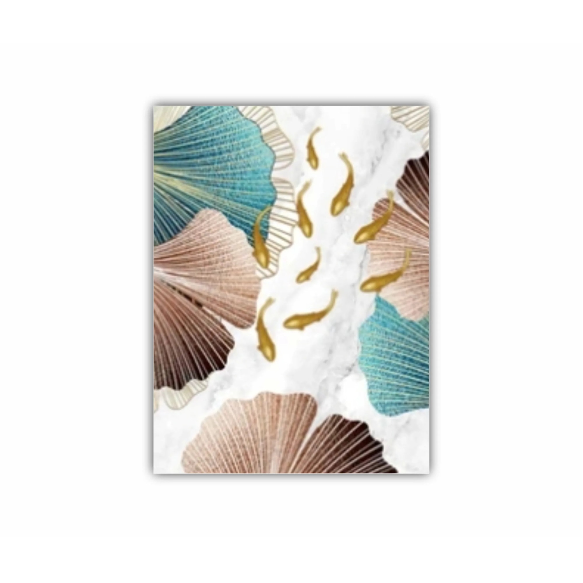 Tablou Canvas, 1 piesa, Ilustratie 3D a unui banc de pesti de aur in ...