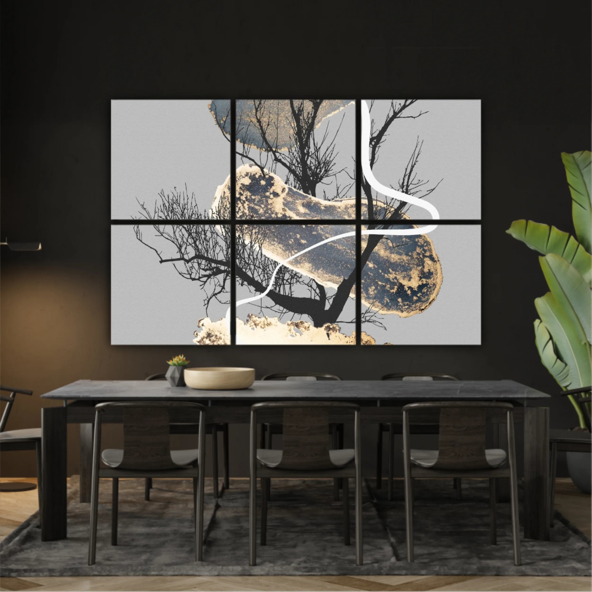 Set 6 Tablouri Multicanvas, Fundal de arta abstracta cu elemente de ...