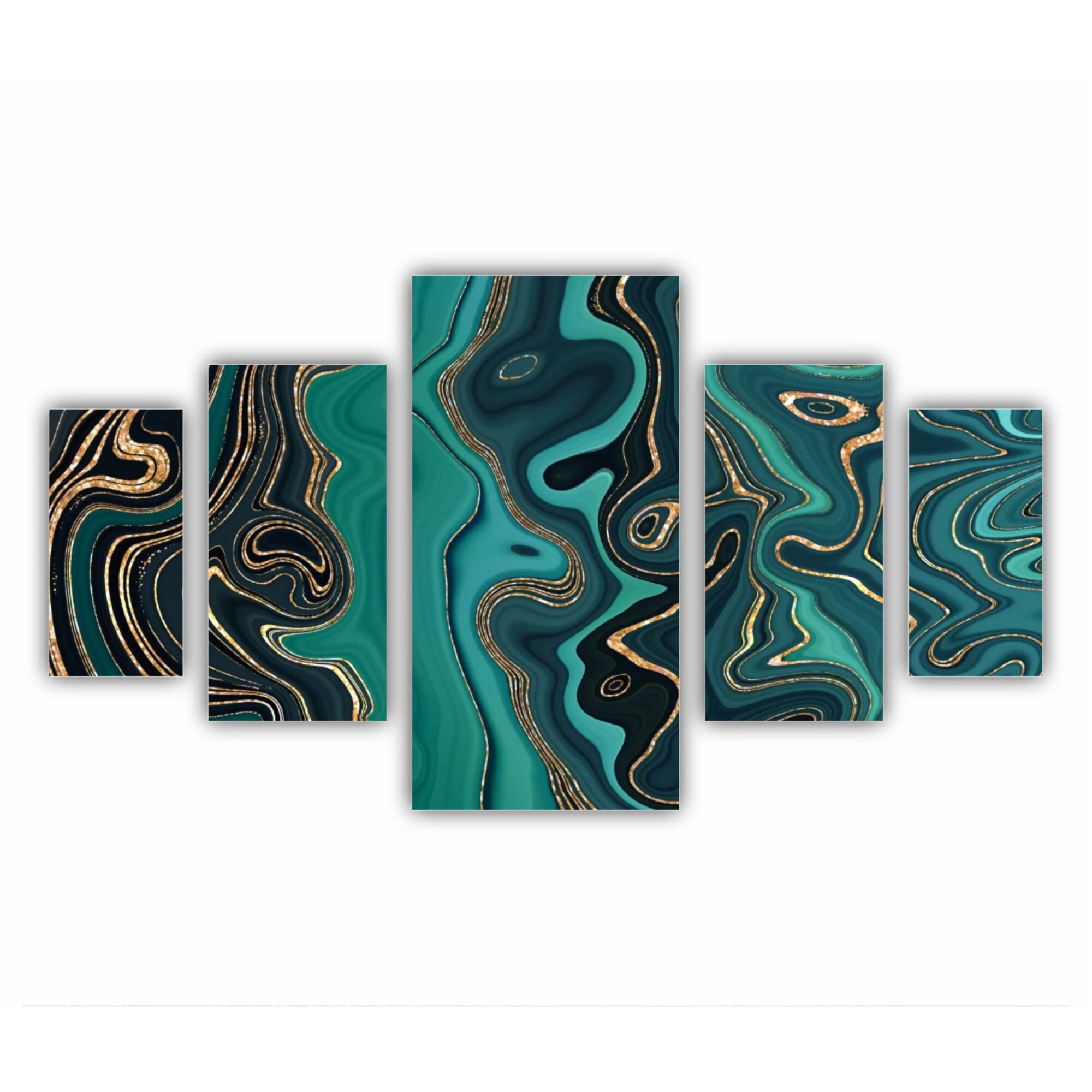 Set 5 Tablouri Multicanvas, Textura creativa a marmurei, incrustatie de ...