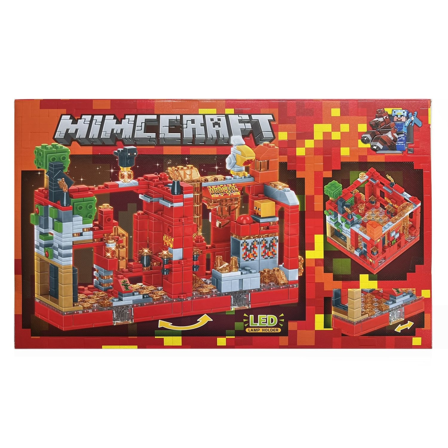 Set de constructie LB Plus, Lumea Minecraft cu lumini si parti mobile ...