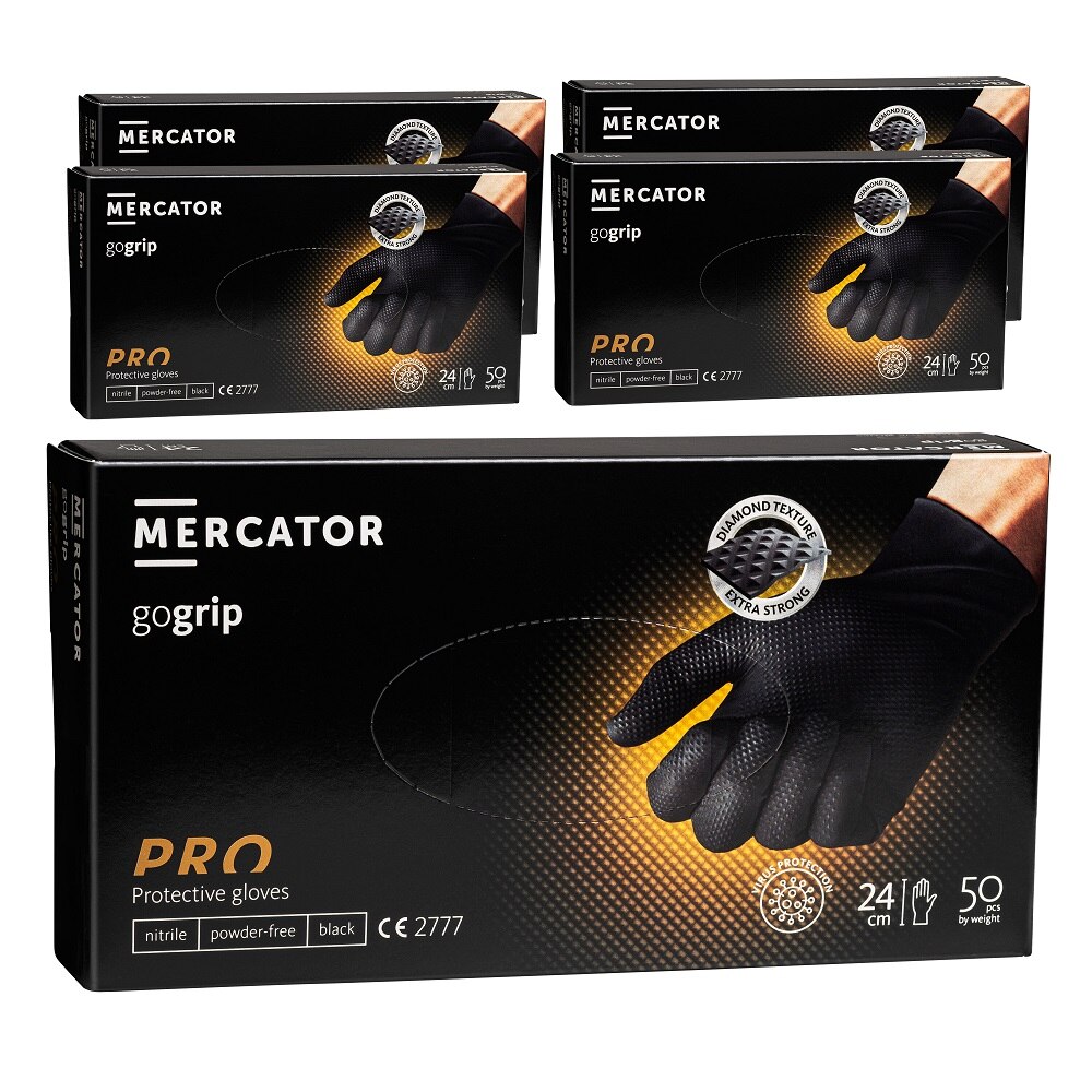 Set 250, Manusi Nitril, Mercator, GOgrip, Rezistente la Perforare si ...