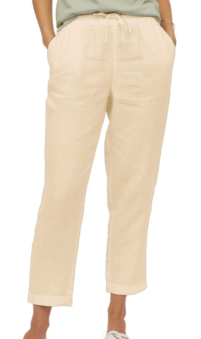 Pantaloni de vara din in, 4513, bej, 42 - eMAG.ro