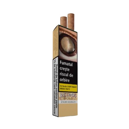 Tigari de foi cu filtru Retros Gold, aroma de vanilie, 2 tigari/pachet ...