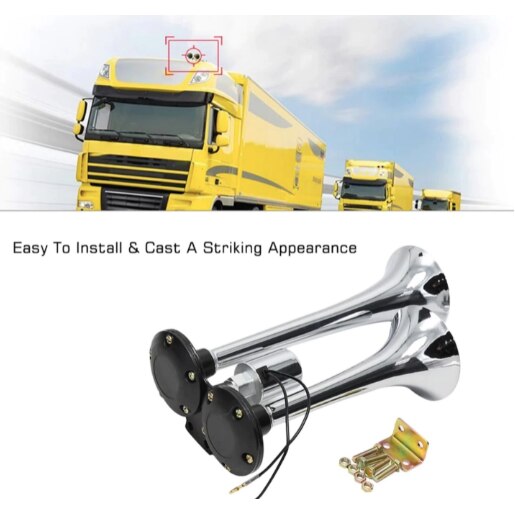 Claxon auto Camion cu 2 goarne 12V, electrovalva inclusa - eMAG.ro