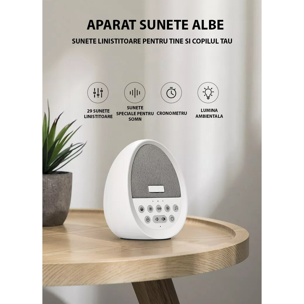 Dispozitiv Sunete Albe, sunete HD, pentru copii si adulti, portabil ...