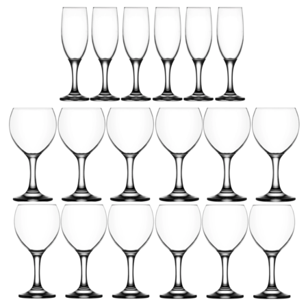 Set 18 pahare cu picior, 6 pahare vin alb, 6 pahare vin rosu, 6 pahare ...