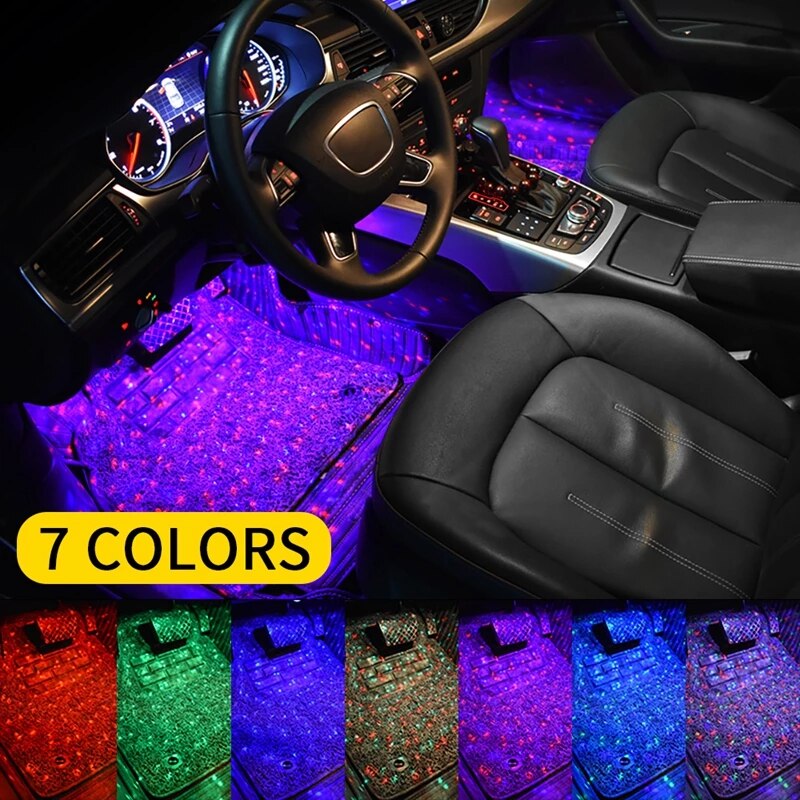 Set 4 Lumini Interior Auto A10 USB LED RGB Star Light - eMAG.ro