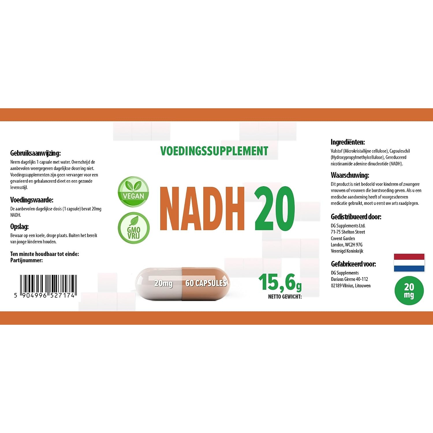NADH 20mg 60 Vegan Capsule - eMAG.ro