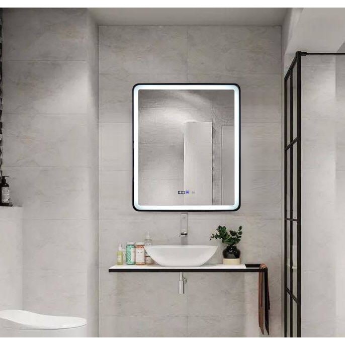 Oglinda Baie Cu Led, 70x90 Cm, Functie Dezaburire, Ceas Si Termometru ...