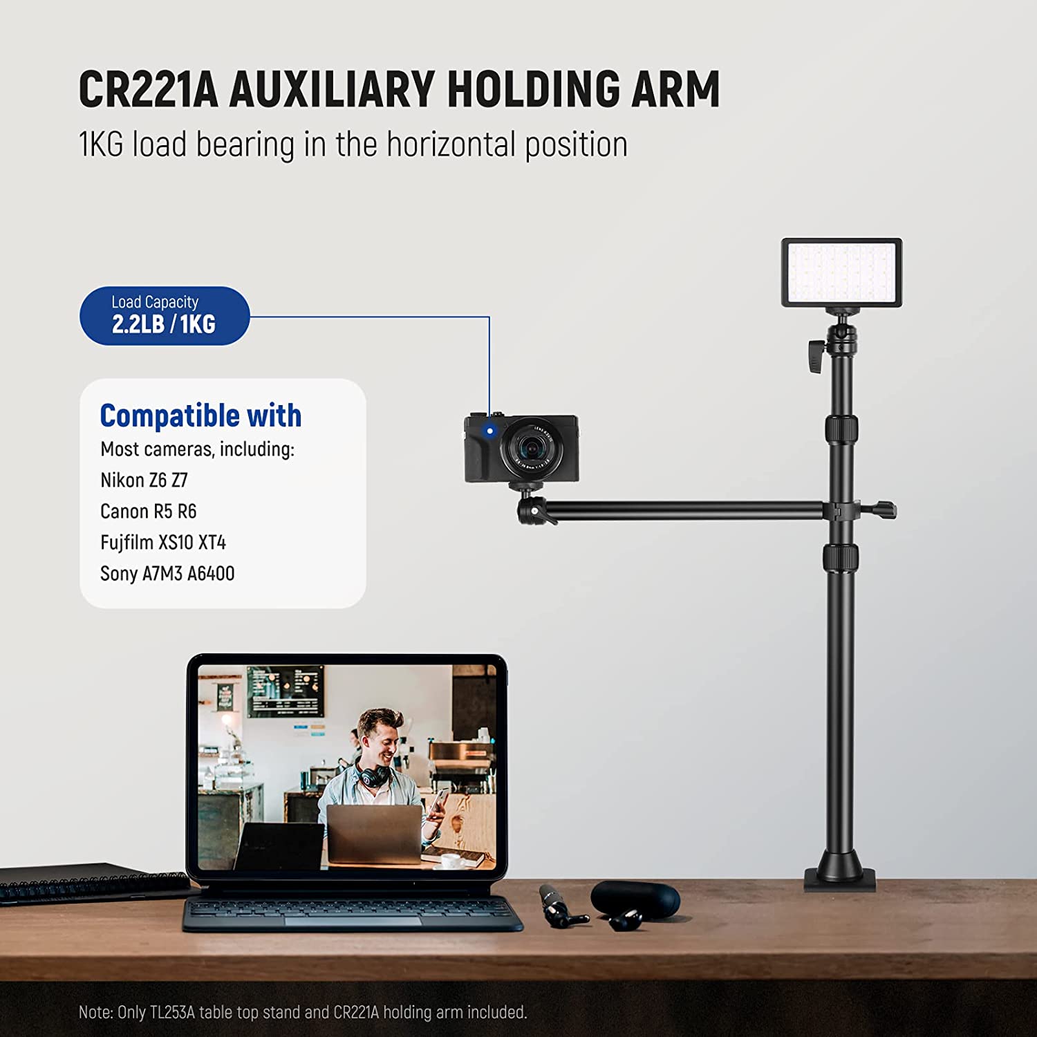 Stativ foto, suport cu 2 brate Neewer, stand reglabil telescopic, cu ...