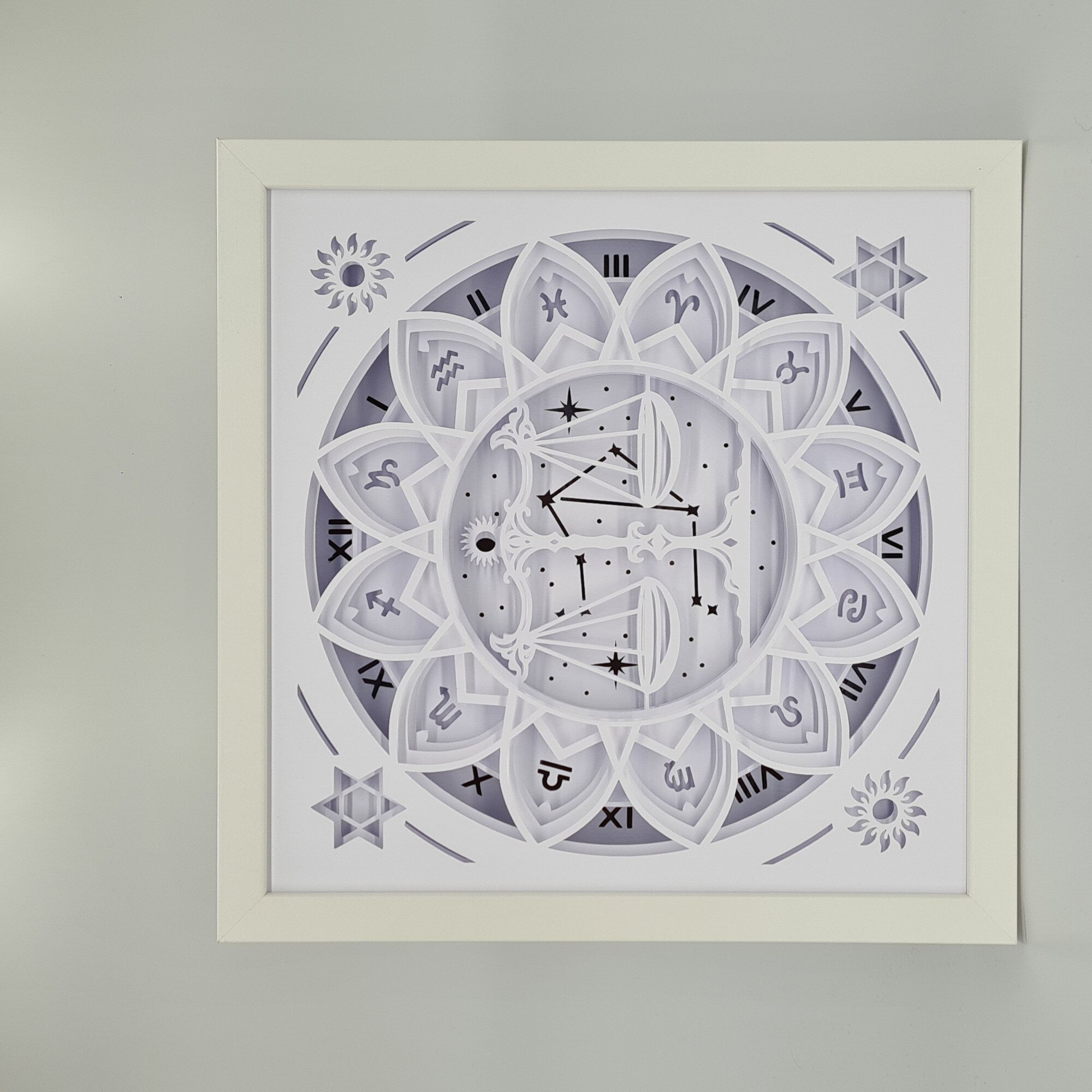 Rama luminoasa, Zodiac Balanta 3D Shadow Box, 27x27x6 cm, Rama alba ...