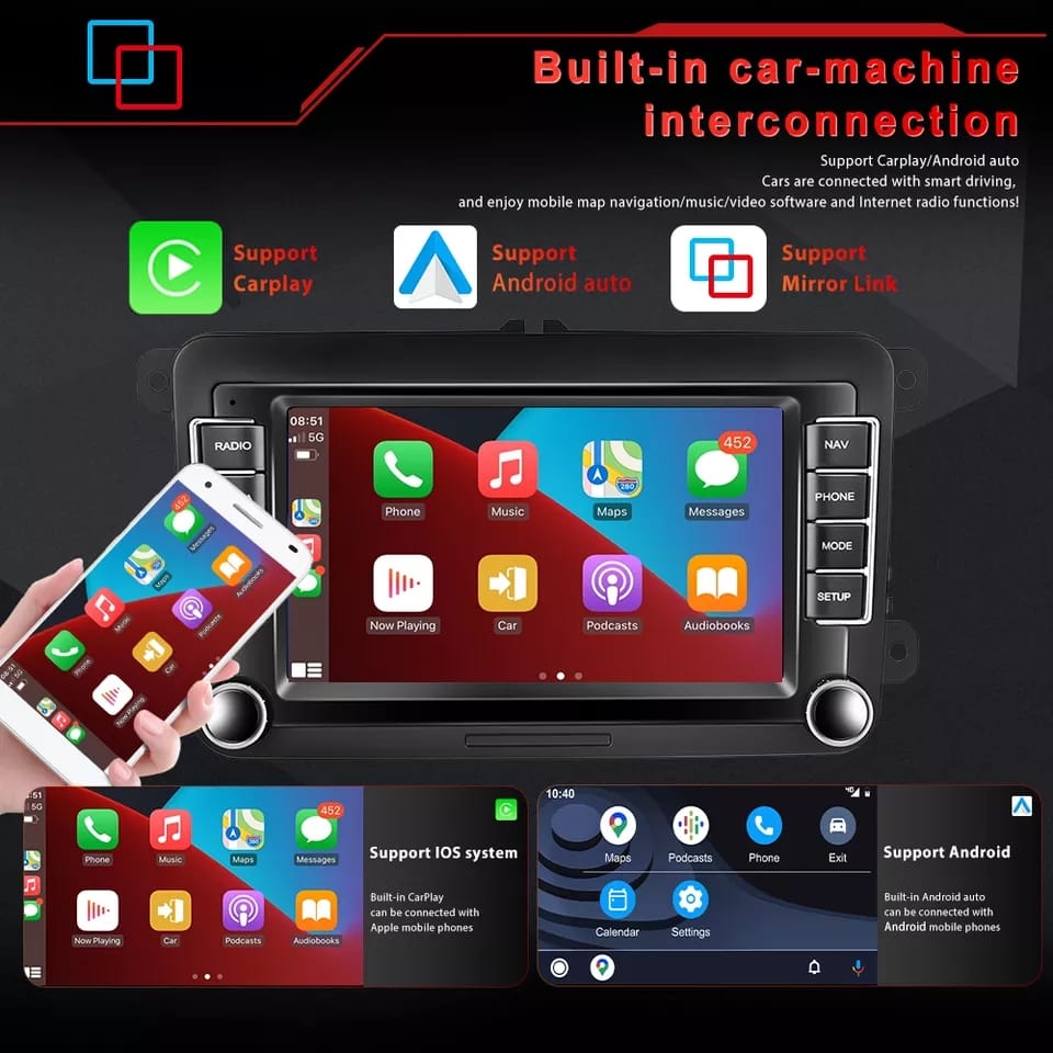 Navigatie Android 10, Carplay si Android Auto dedicata Golf 5, Golf 6 ...