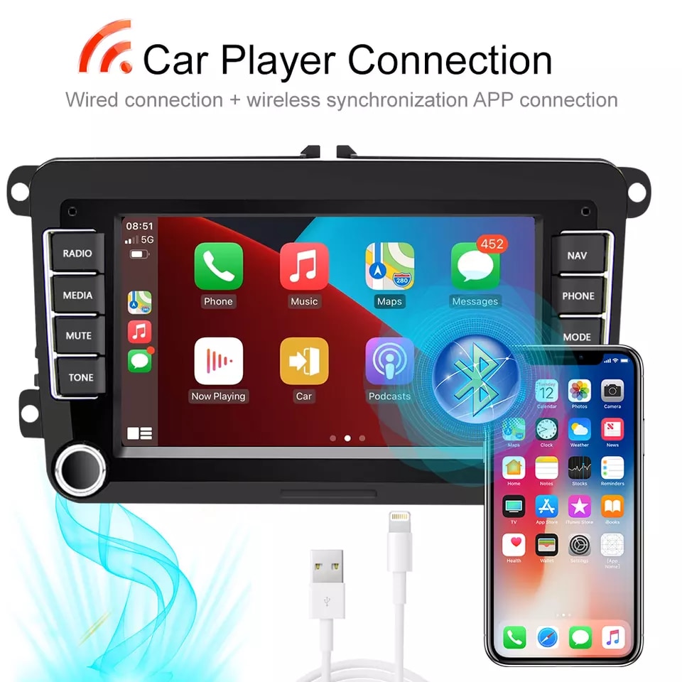 Navigatie Android 10, Carplay si Android Auto dedicata Golf 5, Golf 6 ...
