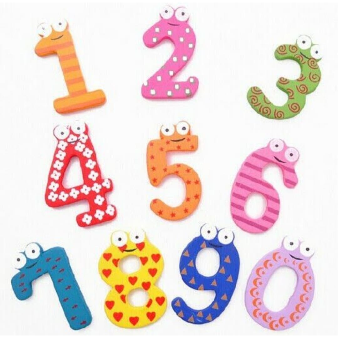 Set 10 cifre magnetice, din lemn, colorate, Aletru - eMAG.ro