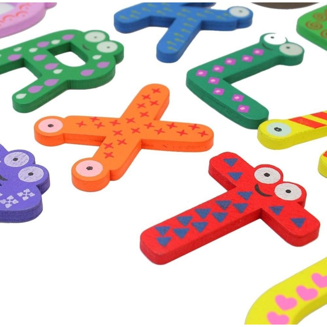 Set de Litere si Cifre, 26 litere + 10 cifre magnetice, colorate, din ...