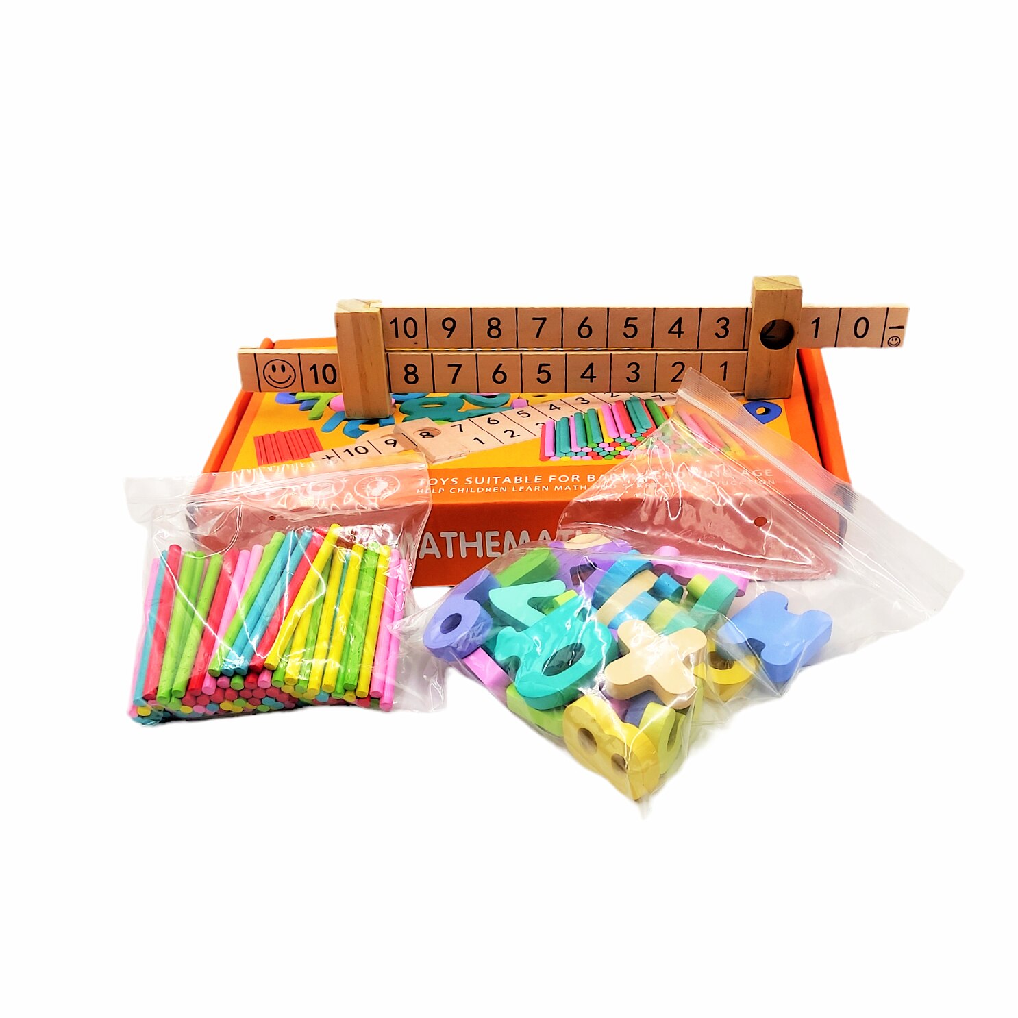 Joc matematic cu betisoare si cifre din lemn, I love Mathematics, 27.5 ...