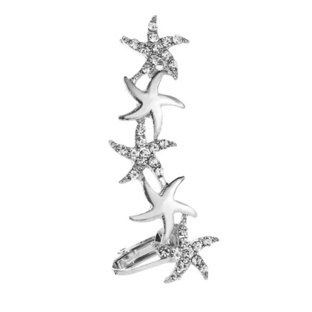 Cercel dama, model single ear, stelute de mare si cristale ...