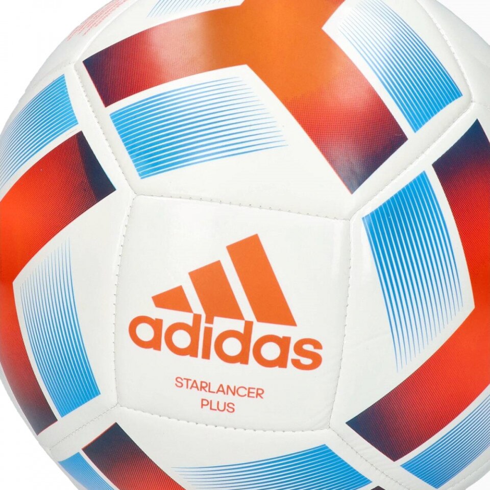 Minge fotbal Adidas Starlancer Plus, alb/rosu, 5 - eMAG.ro