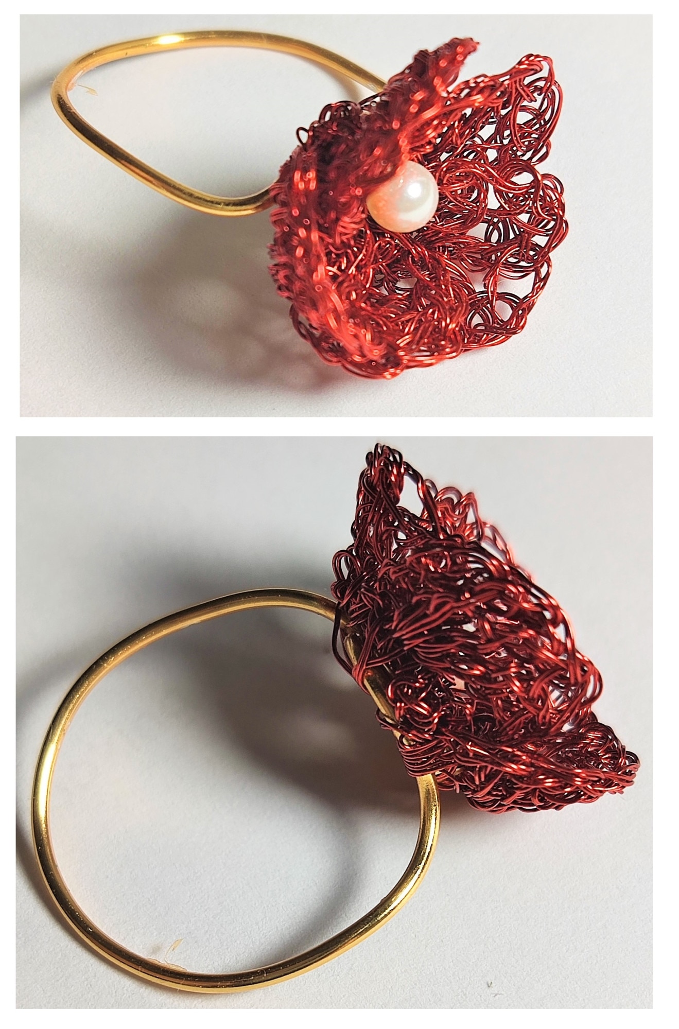 Inel Terra, fir metalic cupru crosetat, Rosietic, 6 cm - eMAG.ro