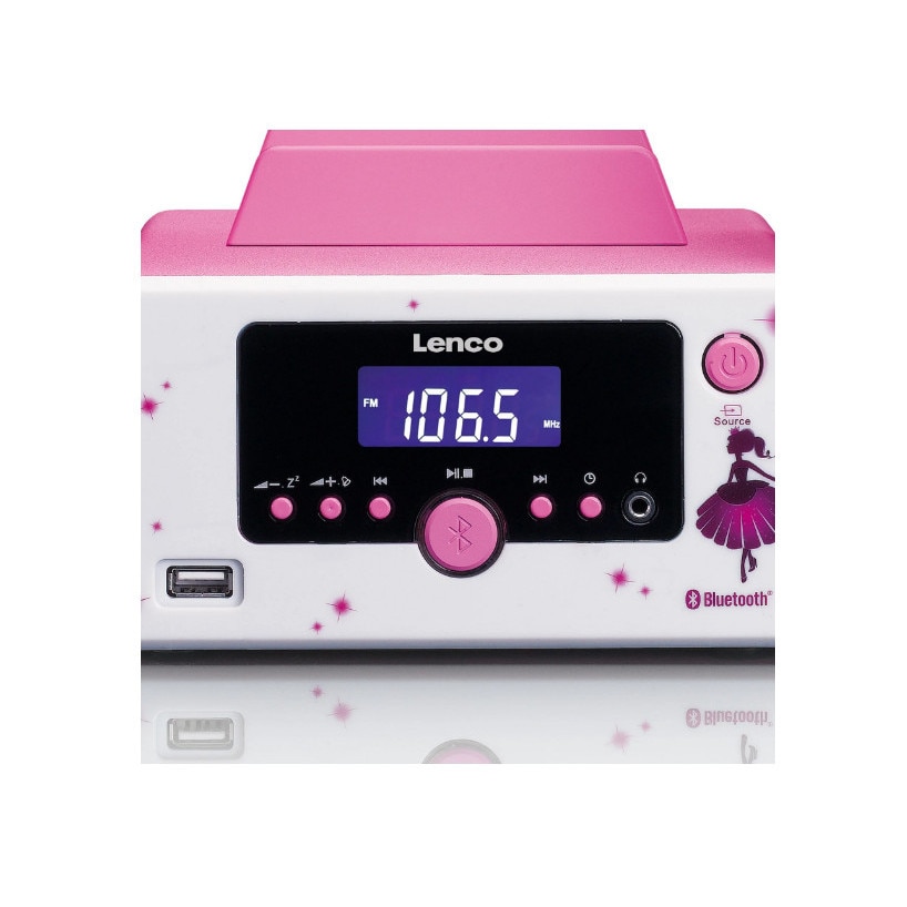 Microsistem Lenco MC-020 Princess, FM, USB, Bluetooth, Roz - eMAG.ro