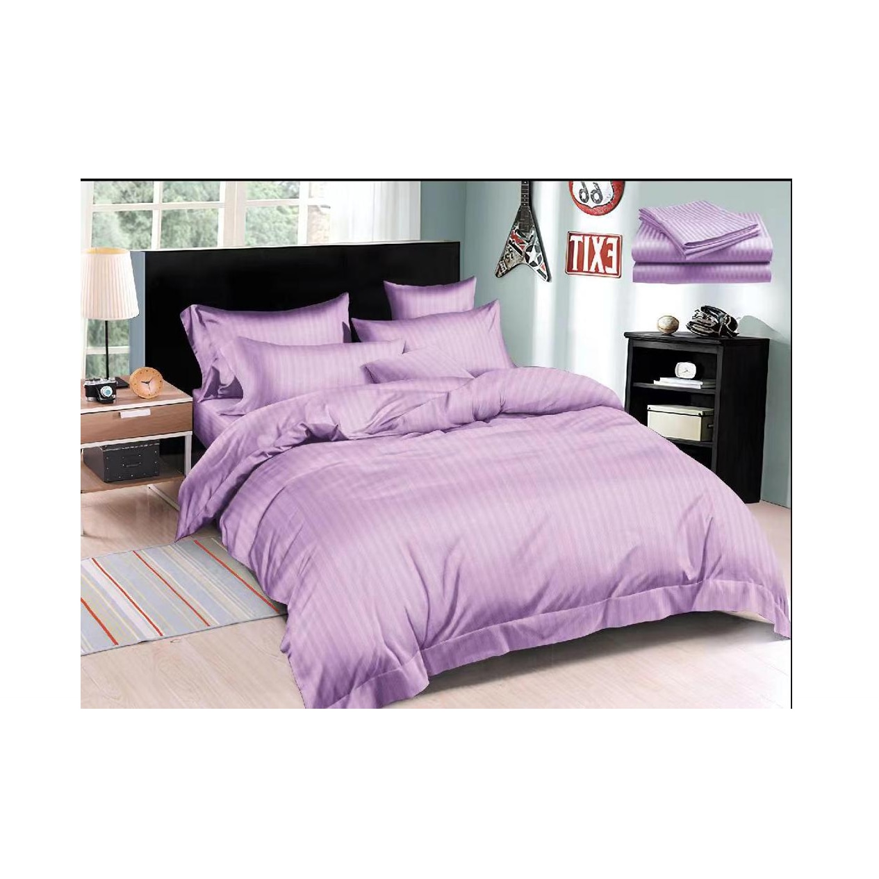 Set Lenjerie Damasc 6 Piese, Lila - eMAG.ro