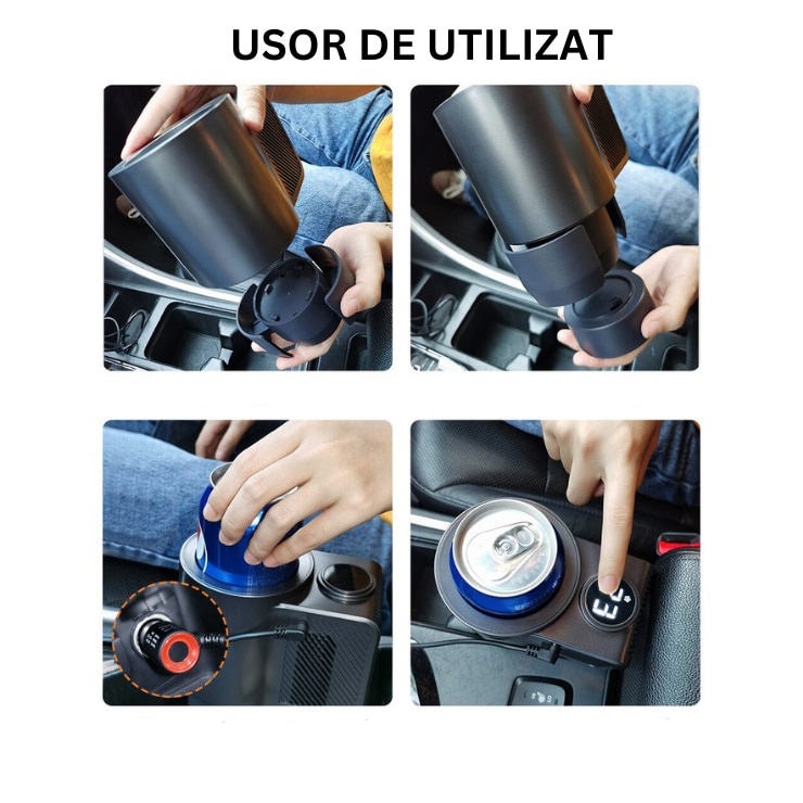 Termos cu cana si suport fixare masina, cu functie de incalzire si ...