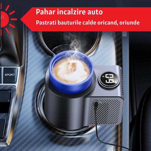 Termos cu cana si suport fixare masina, cu functie de incalzire si ...