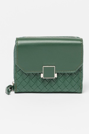 Francesca Rossi, Портфейл от еко кожа със сплетен ефект, Тъмнозелен ...