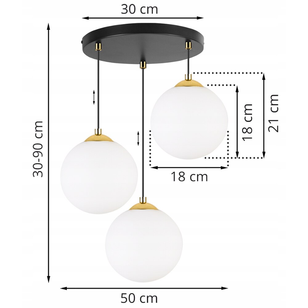 Lustra tip pendul, Metal/Sticla, Negru/Auriu, 18 cm - eMAG.ro