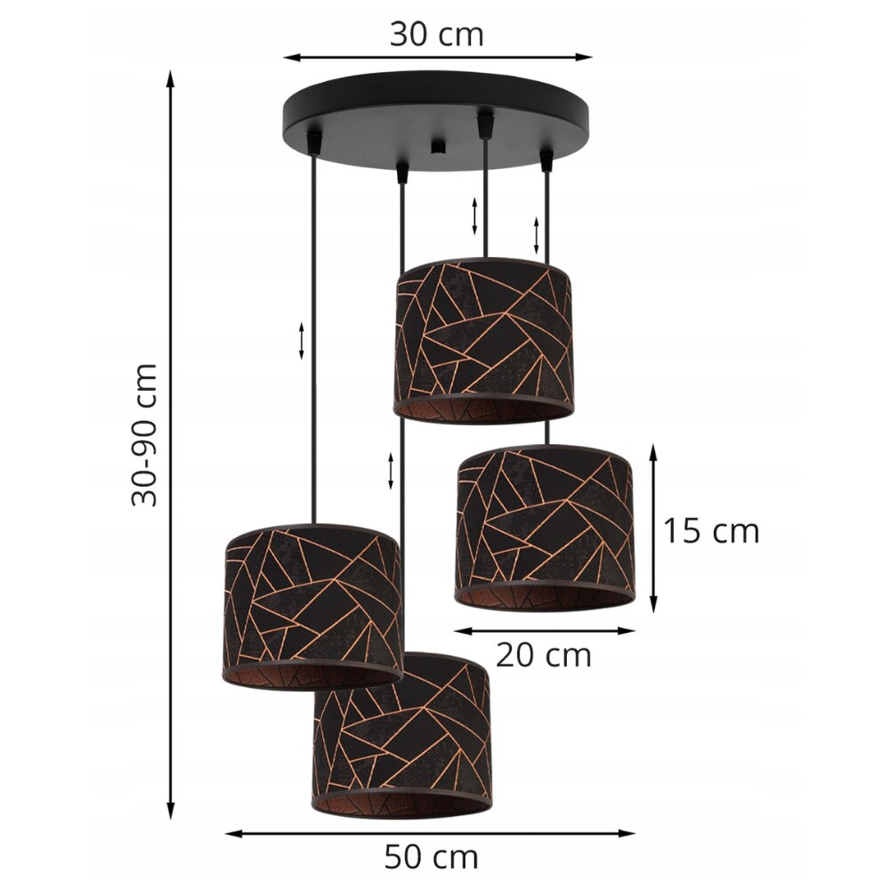 Lustra tip pendul, 4 brate, Metal, Negru/Cupru - eMAG.ro