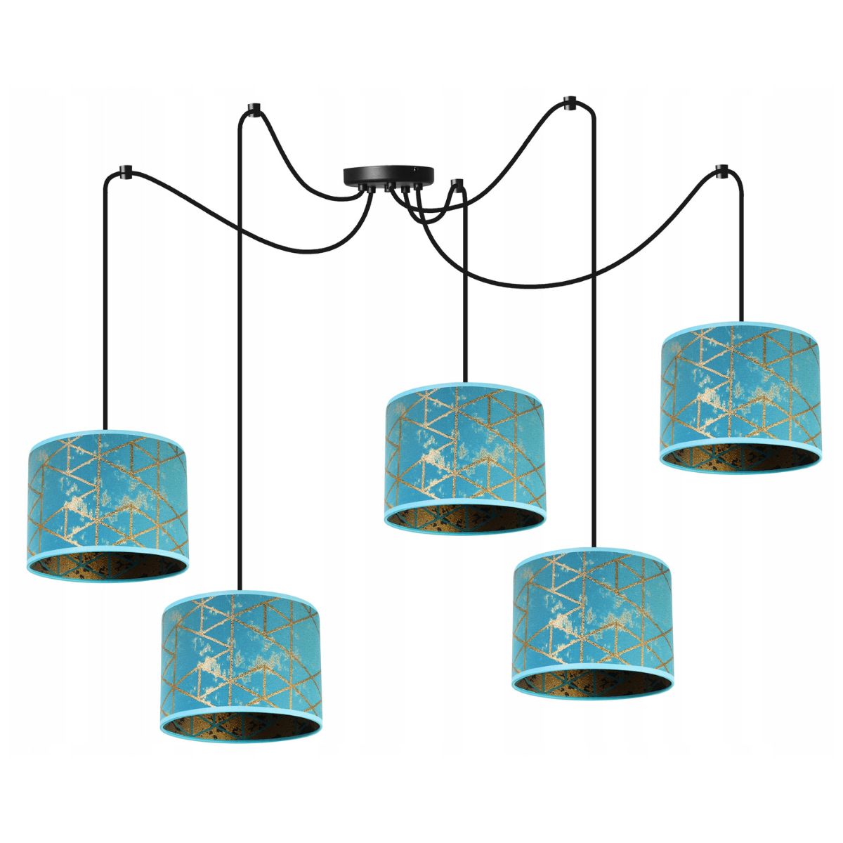 Lustra spider, 5 brate reglabile, Culoare abajur Alabastru/Auriu - eMAG.ro