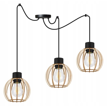 Lustra moderna, spider 3 brate, Metal/Lemn, 200 cm - eMAG.ro