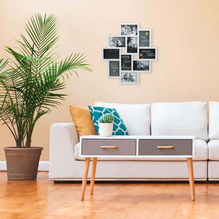 Colaj rama foto pentru 10 poze, alb, dimensiuni 10x15, Relaxdays - eMAG.ro