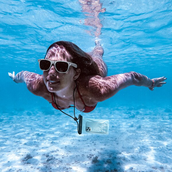 Carcasa impermeabila Cylinder Pro, Baseus, universal, pentru apa 30m, IPX8, Albastru/Transparent ...