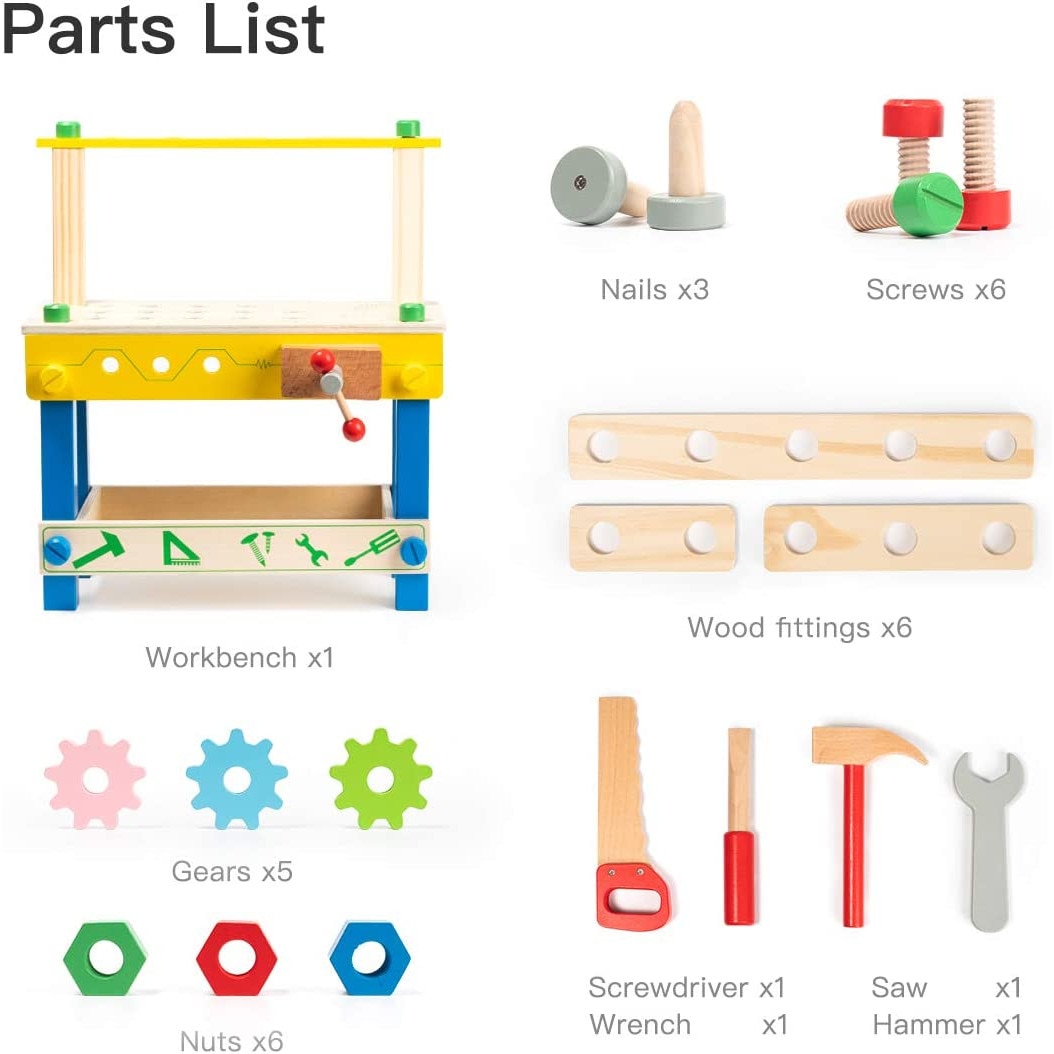 Atelier de Lucru din Lemn Natural cu Unelte si Accesorii, 41 CM ...