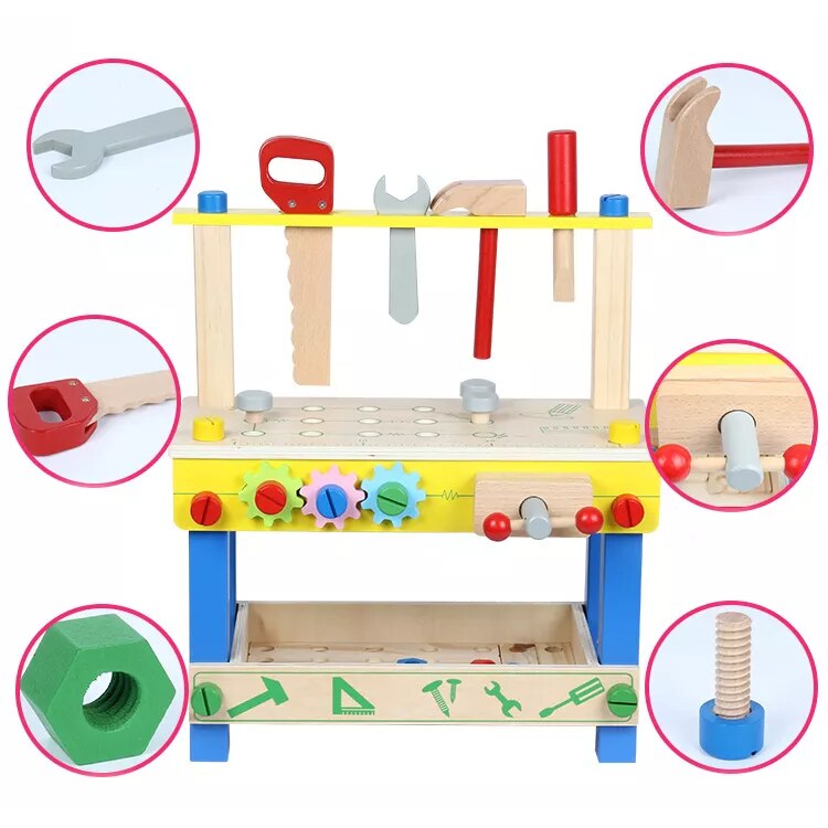 Atelier de Lucru din Lemn Natural cu Unelte si Accesorii, 41 CM ...