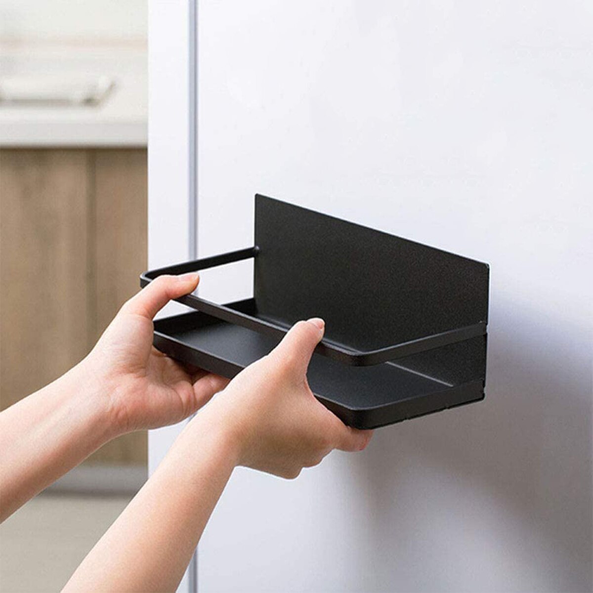 Raft metalic, prindere magnetica, Naimeed D4438, Negru, 24.5x11x9 cm ...