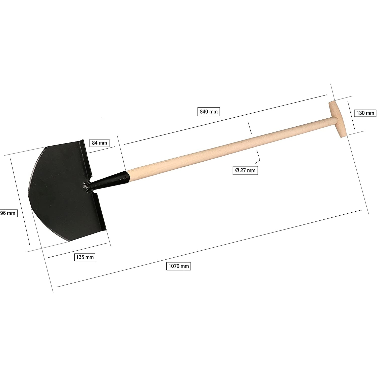 Lopata de gradina, Kotarbau, Lemn/Otel, Lama 96 mm, 107 cm, Negru/Bej ...