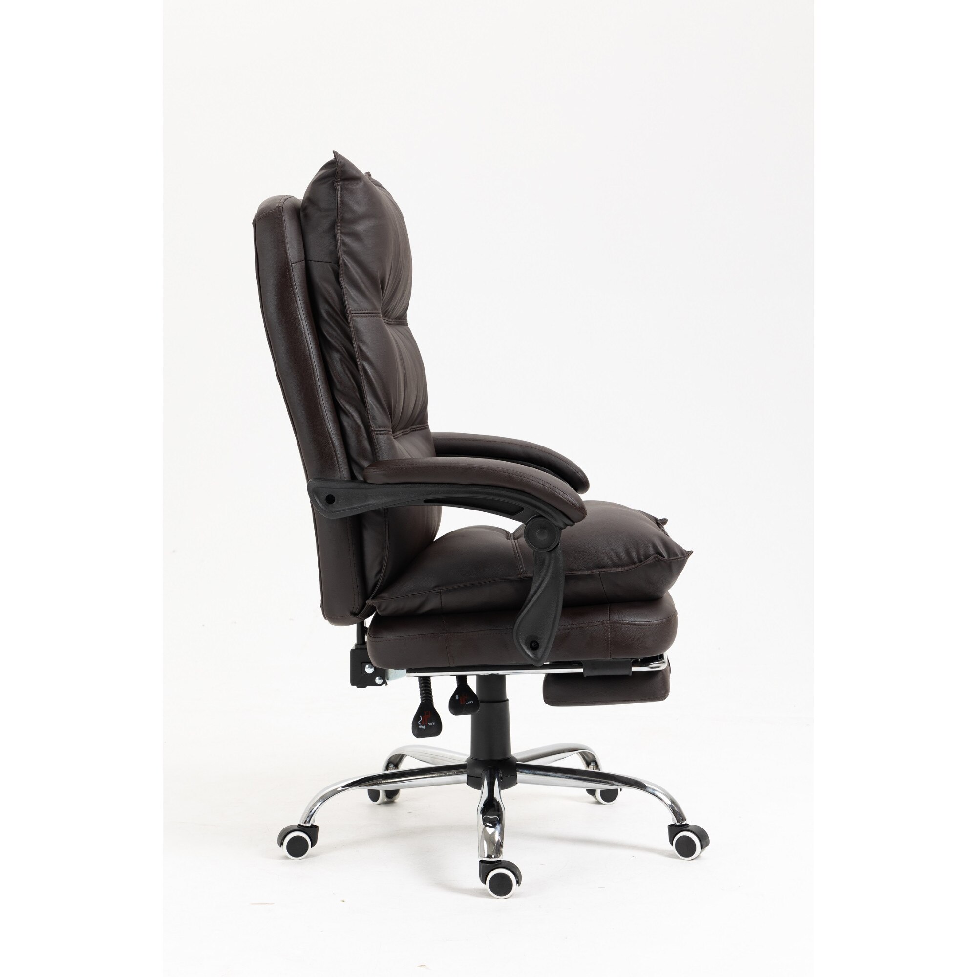 Scaun directorial, suport picioare, piele ecologica, Maro inchis - eMAG.ro