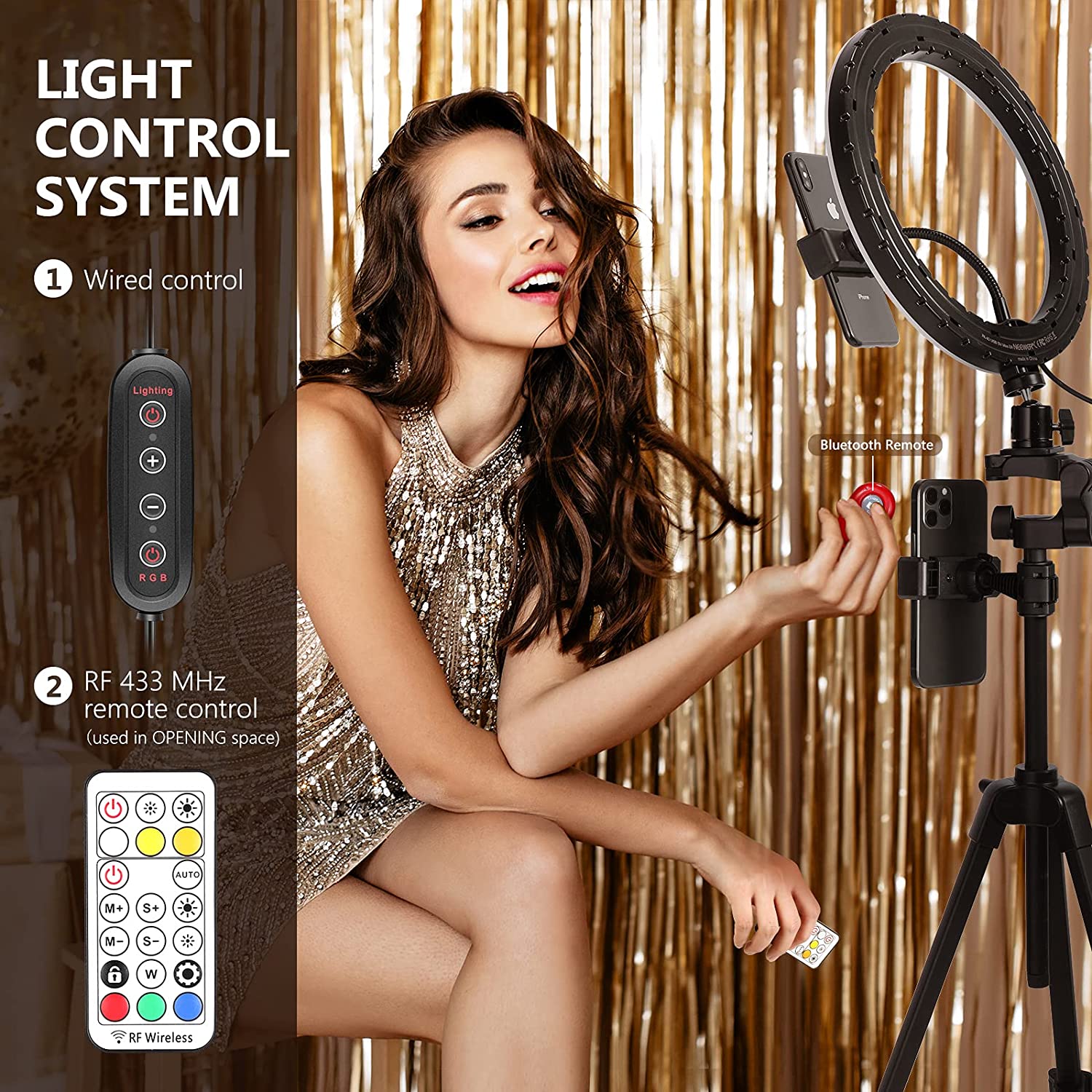 Lampa circulara Ring Light 10 inch LED RGB profesionala cu trepied ...