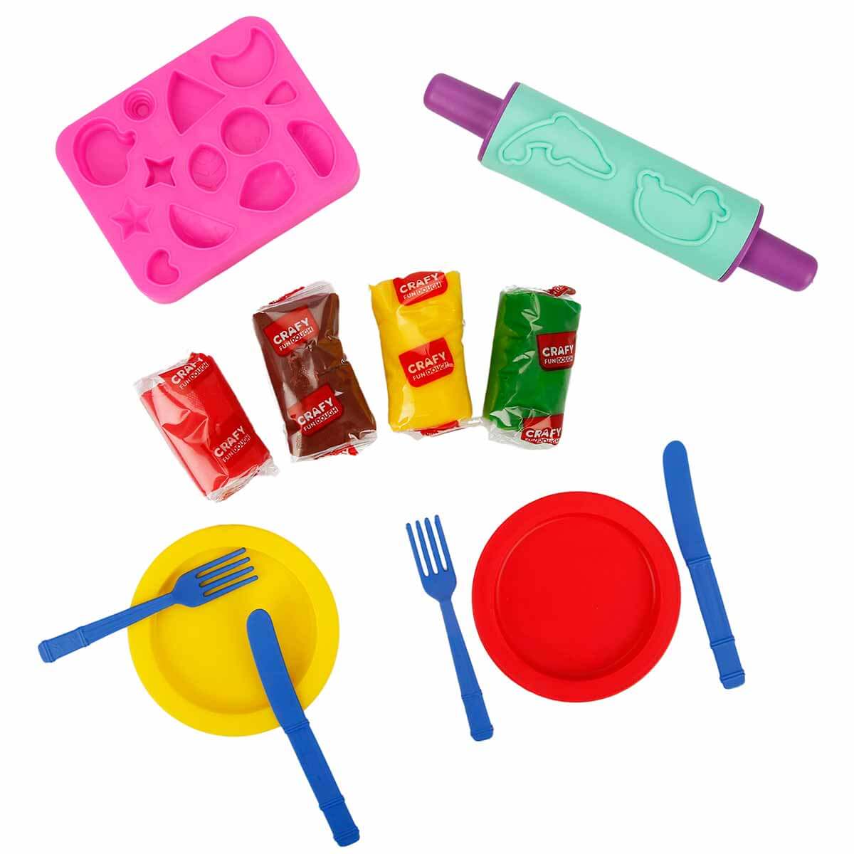 Set pasta de modelat Crafy Dough, Super Burger 12 elemente 4 x 50 g ...