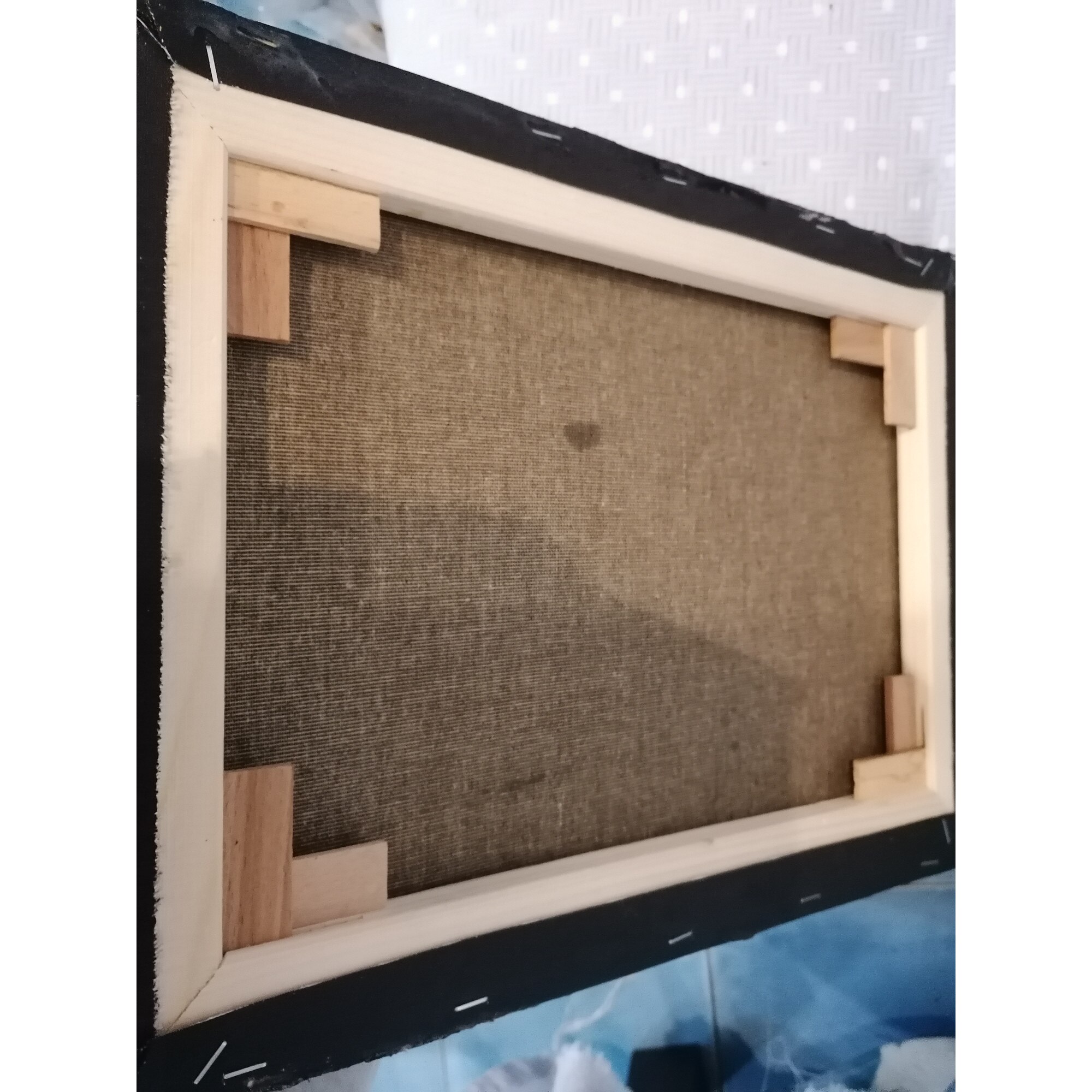 Tablou pictura abstracta Lazuli, cu rasina si cristale naturale, panza ...