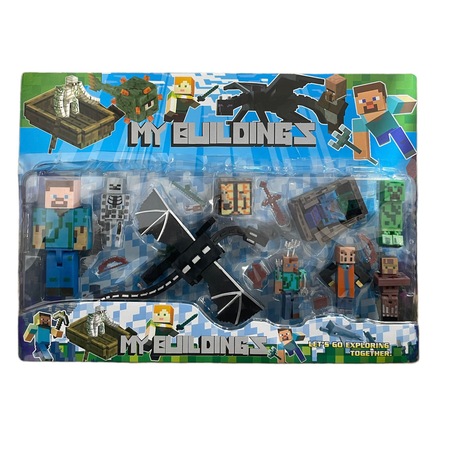 Set 9 figurine si piese Minecraft cu cuburi si dragon, +3 ani - eMAG.ro